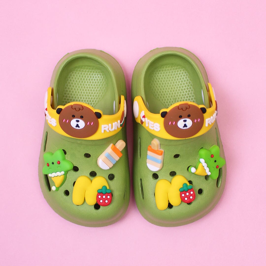 Cute Bear Greenish Clogs – Iluvlittlepeople