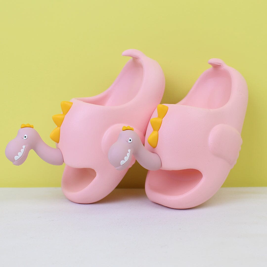 Attractive Pink Dino Flat Slides – Iluvlittlepeople